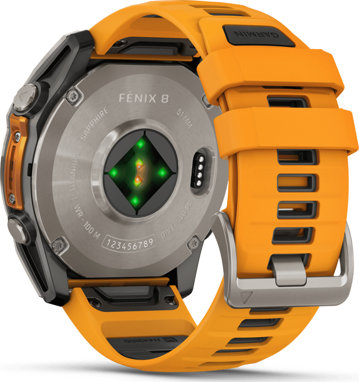 Garmin Fenix 8 Amoled 51mm, Sapphire Titanium - Spark Orange/Graphite ...