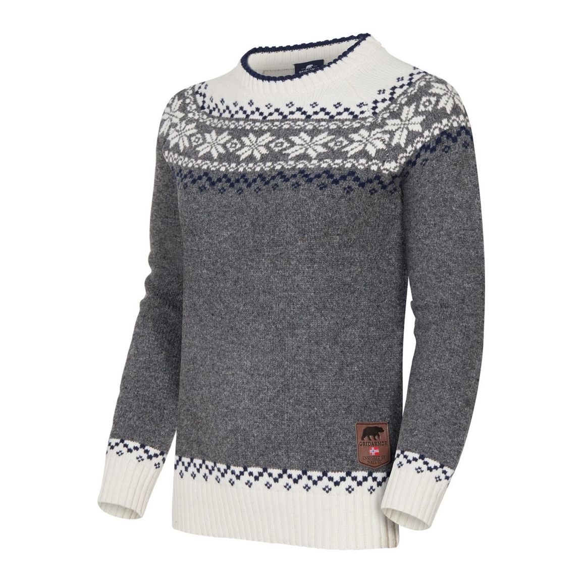 Gridarmor Women’s Snøkrystall Round Neck Ullgenser White/Dark Navy ...