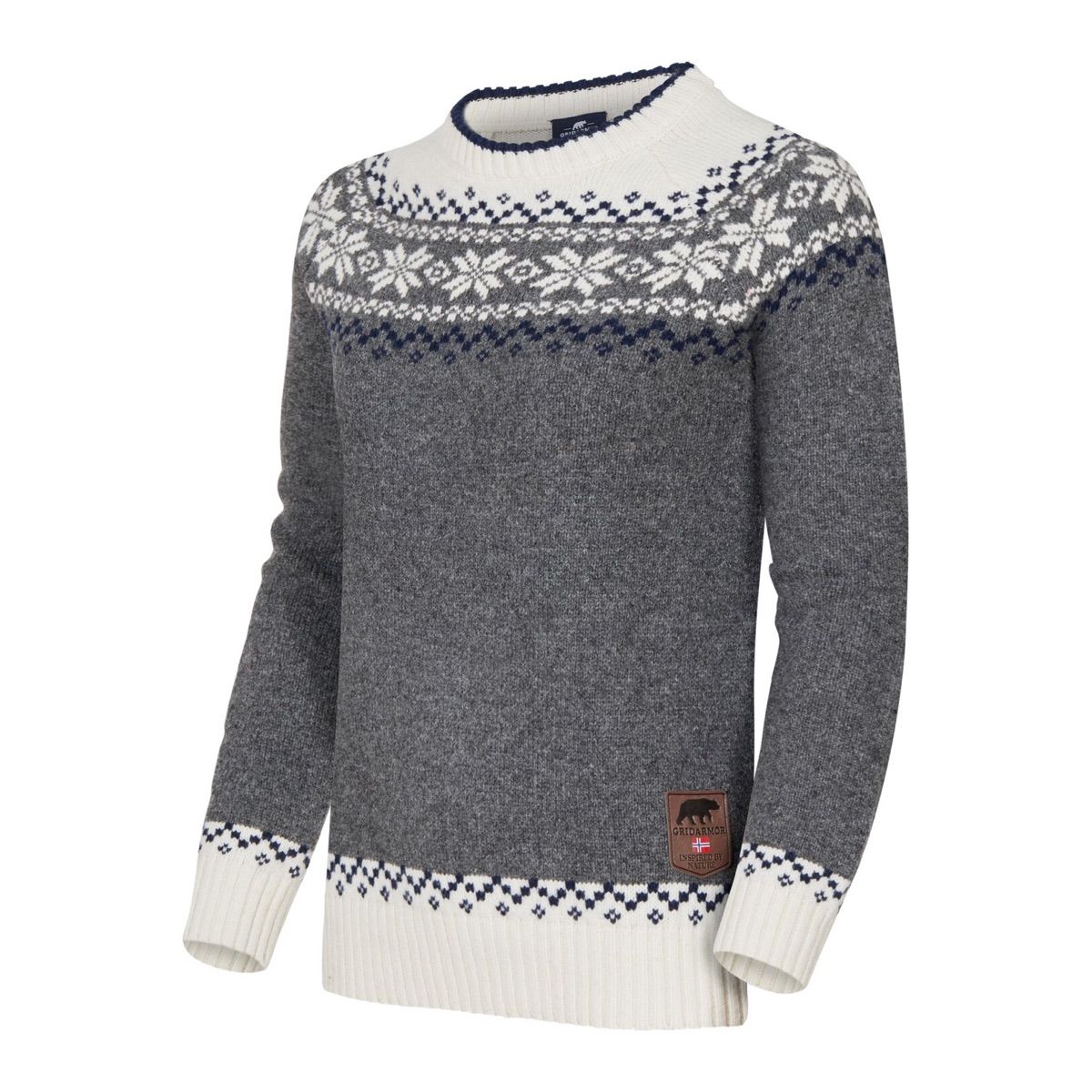 Gridarmor Women’s Snøkrystall Round Neck Ullgenser Mid Greymelange ...