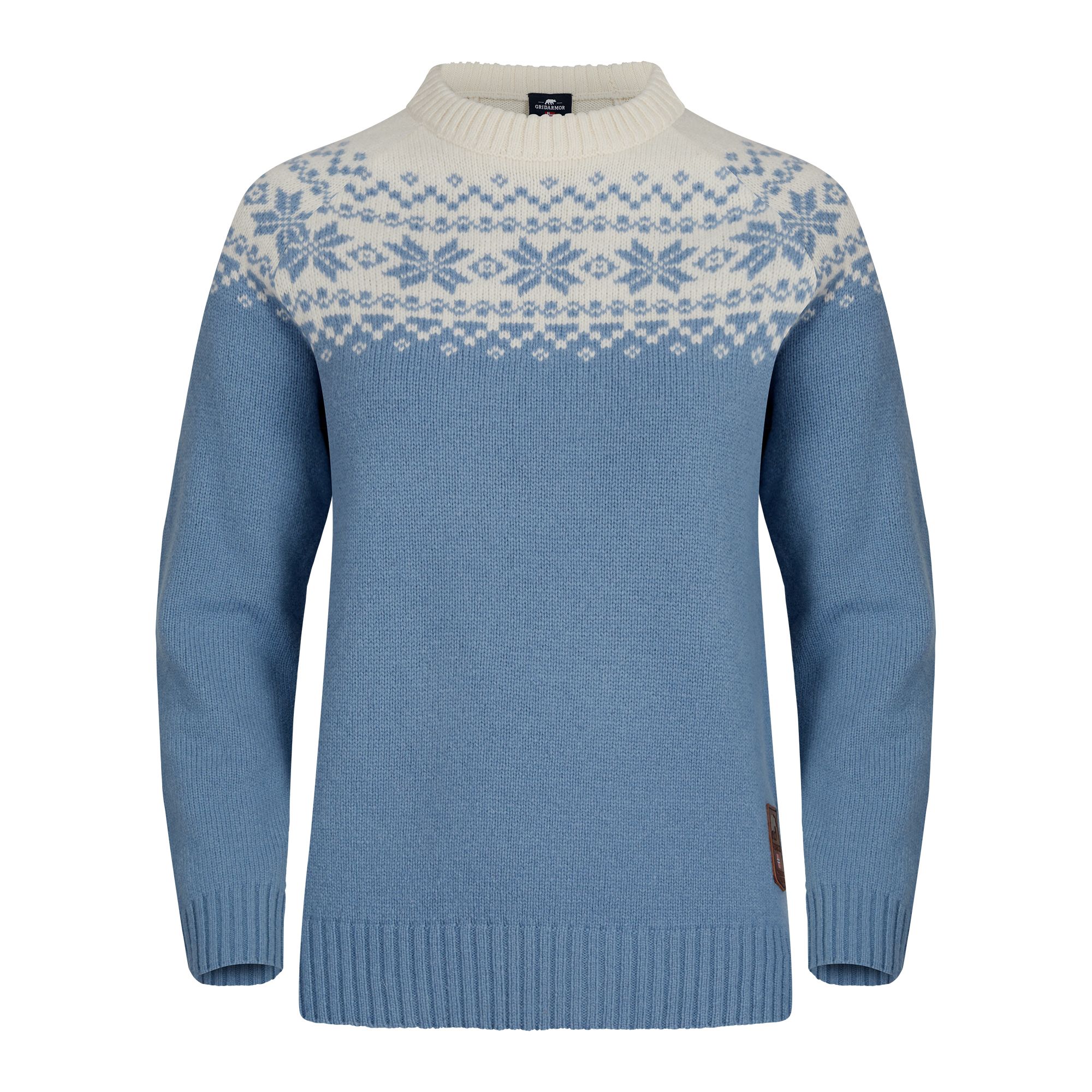 Gridarmor Women’s Snøkrystall Round Neck Ullgenser Light Blue/White ...
