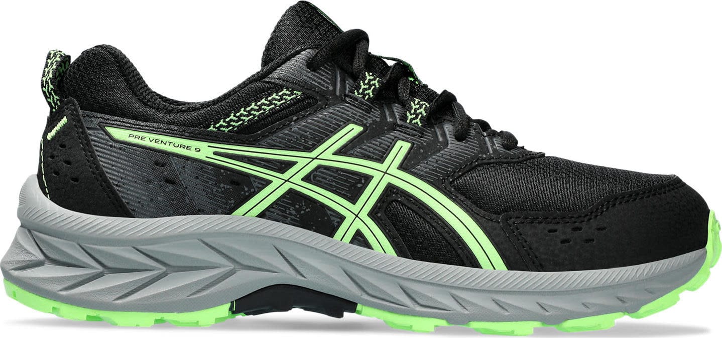 Asics Kids' Pre Venture 9 Grade School Black/Illuminate Green | Shoppe ...