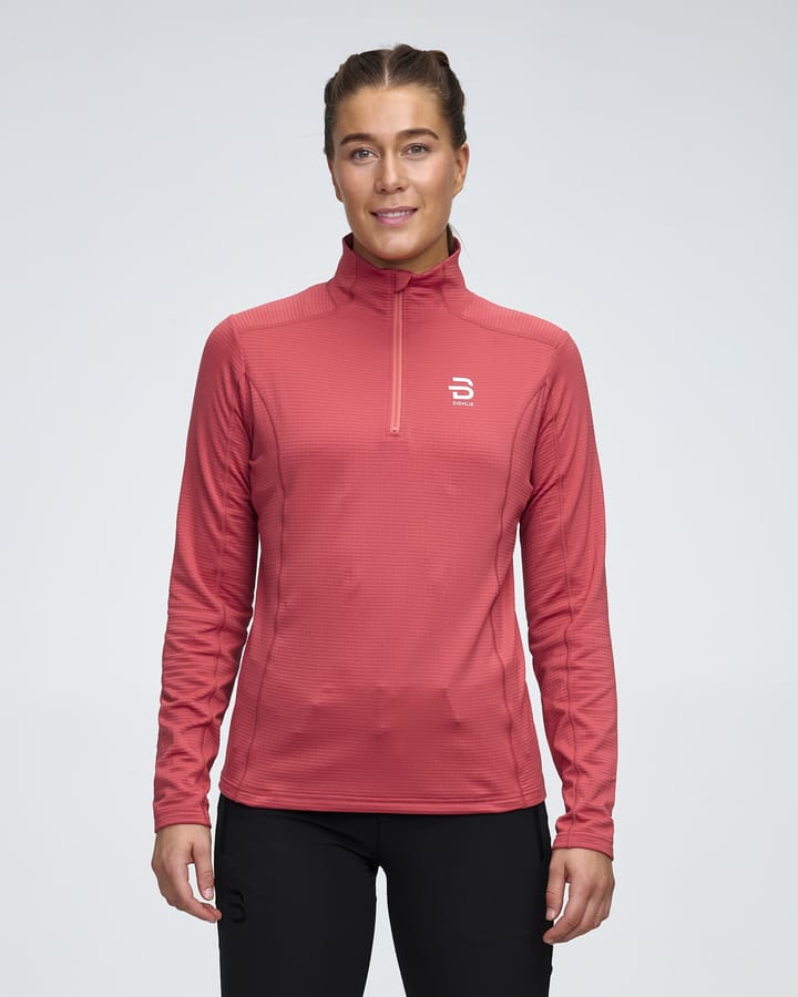 Dæhlie Women's Half Zip Grid Dusty Red | Shoppe Dæhlie Women's Half Zip ...