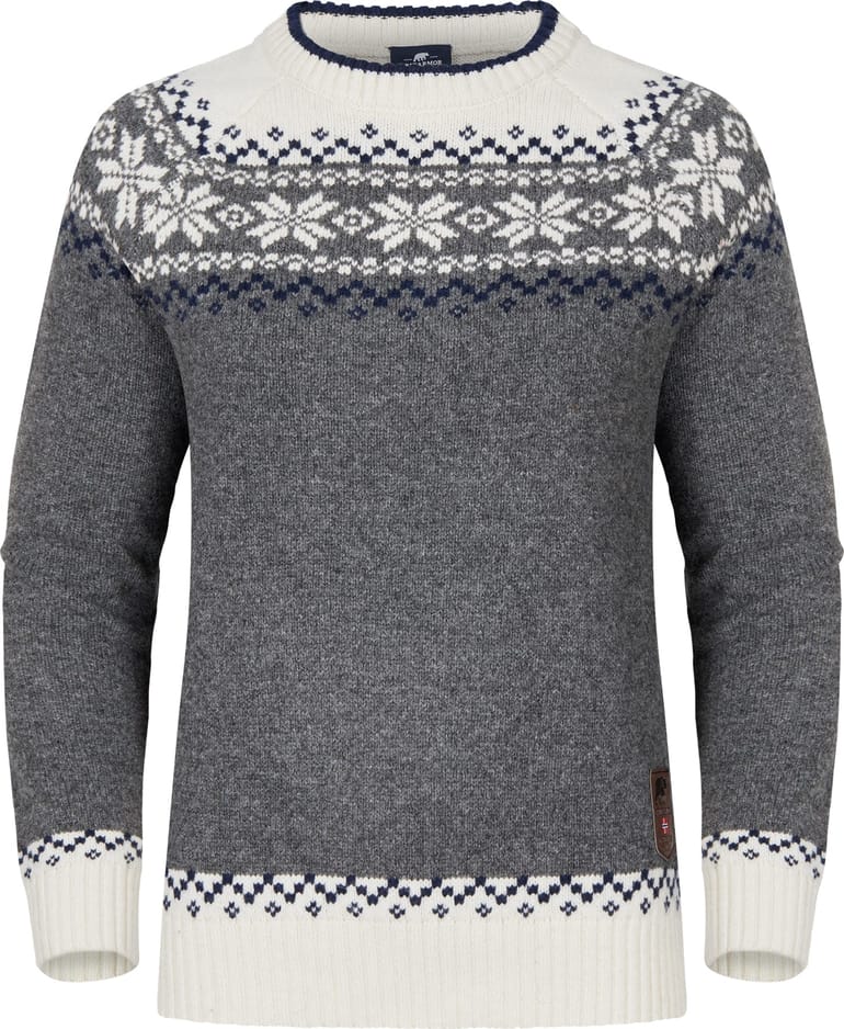 Gridarmor Women’s Snøkrystall Round Neck Ullgenser White/Dark Grey ...