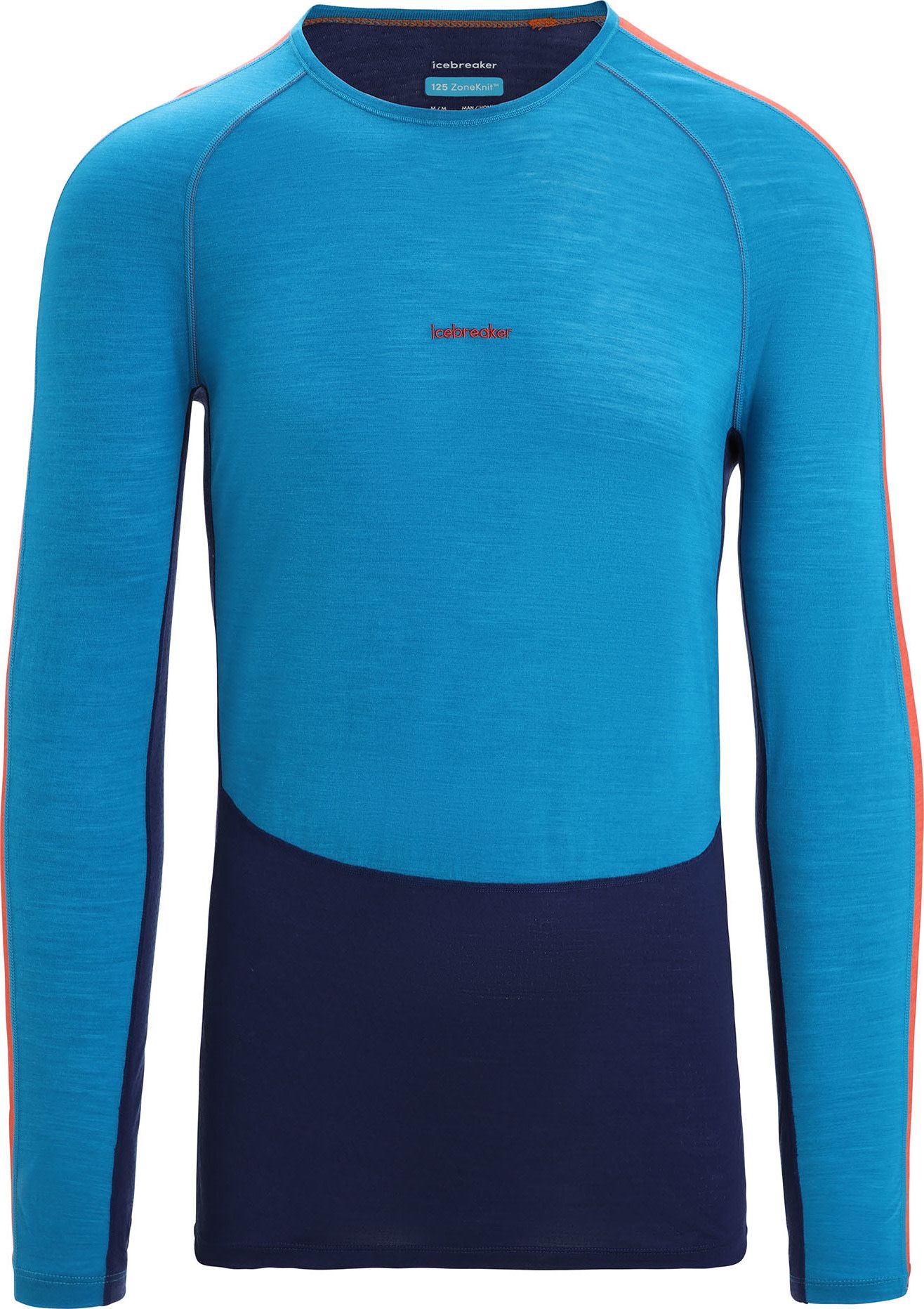 Icebreaker Men's 125 Zoneknit™ Long Sleeve Crewe GEO BLUE/ROYAL NAVY/CB ...