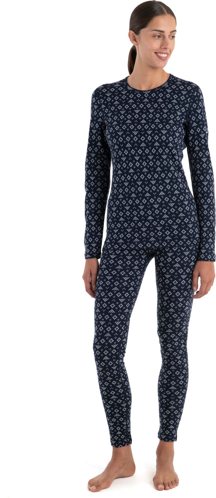 Icebreaker Women's Mer 260 Vertex Long sleeve Crewe First Snow Midnight ...